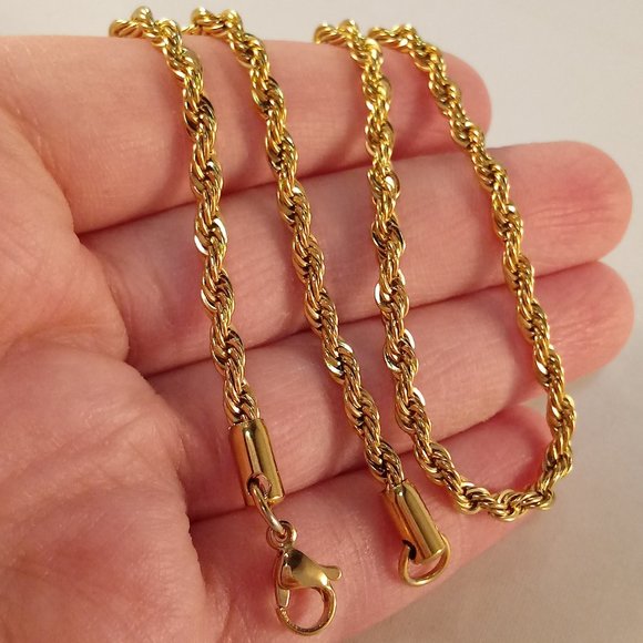 Accessories | Mens Long 24 18k Gold Filled Twisted Rope Snake Chain ...